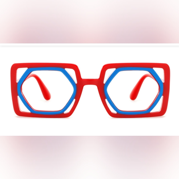 Accessories | Red And Blue Geometric Reading Glasses 40 New Fun Blue ...